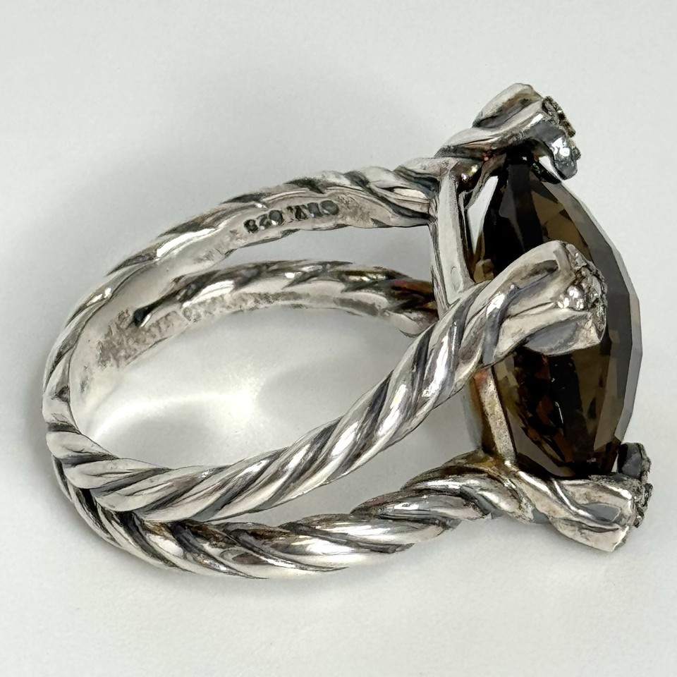 David Yurman Sterling Silver 14mm Smoky Quartz & Diamond Chatelaine ...