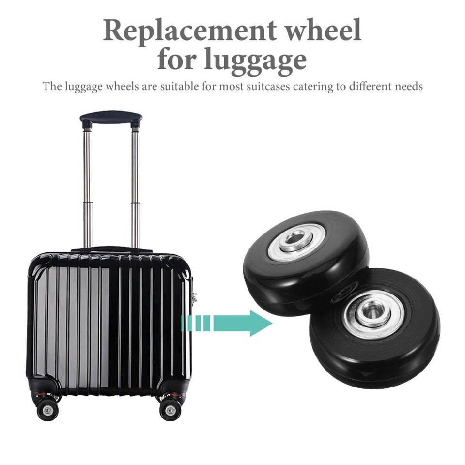 2 Pcs Luggage Suitcase Replacement Wheels Rubber Metal Swivel Caster ...