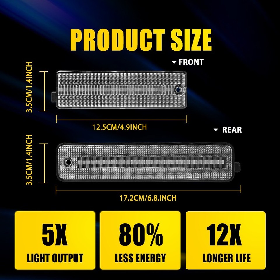 For Pontiac 98-02 Firebird Clear Lens Bumper Side Marker Signal Lights ...