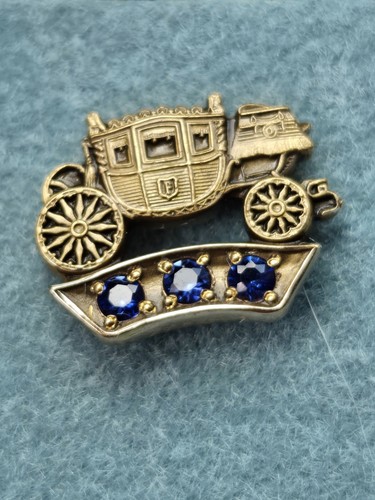 Fisher Body Pin 10K Gold Employee Service Award GM Solid 3 Sapphires 10 ...