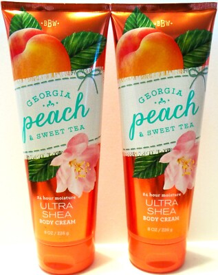Bath Body Works GEORGIA PEACH & SWEET TEA Body Cream, 8 oz/226 g, NEW x ...