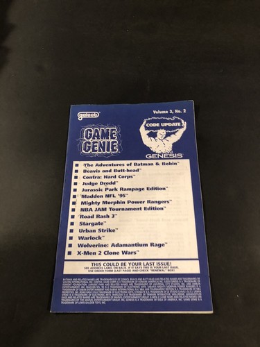 Sega Genesis game genie Code Update Book Vol 3 No 2 | eBay