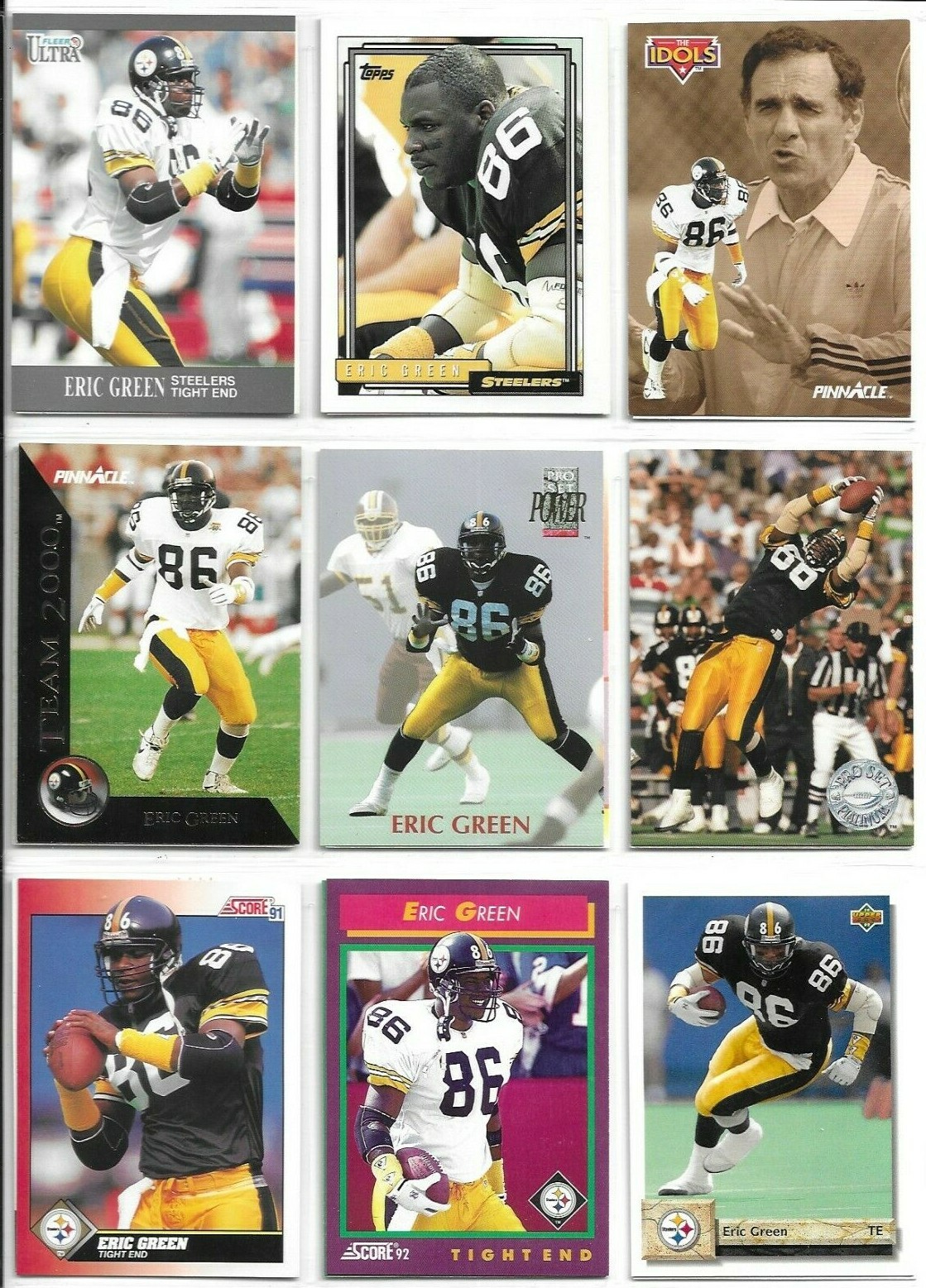 Eric Green Pittsburgh Steelers 22 Different 40 Card Lot Topps Score ...