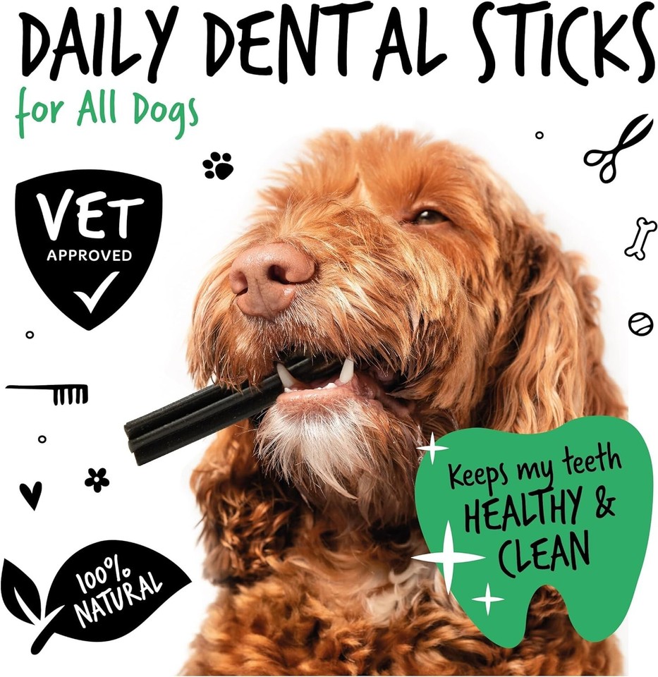 Bugalugs Dog Dental Sticks 100% Natural treats & Chews, Plaque Breath ...