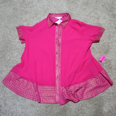 Jiji pink Gem Bling V-Neck Short Sleeve Top Women's Size XXXL 3XL 3X | eBay