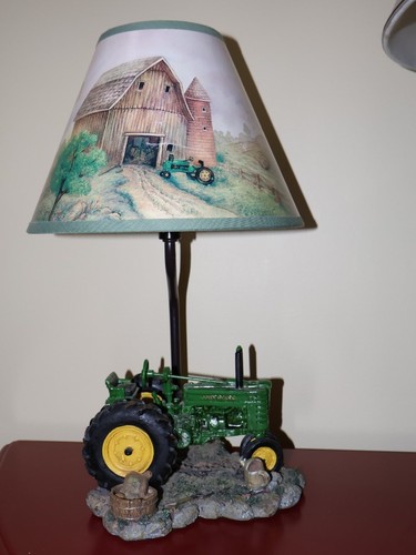 John Deere 1999 Resin Green Farm Tractor 15.5" Table Lamp w/Original ...