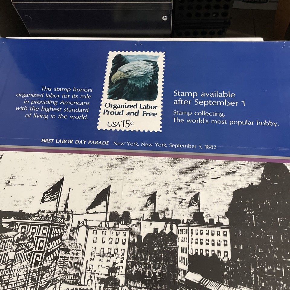 USPS Post Office Stamp Poster Organized Labor 15 Cent Stamp 24x36 ...