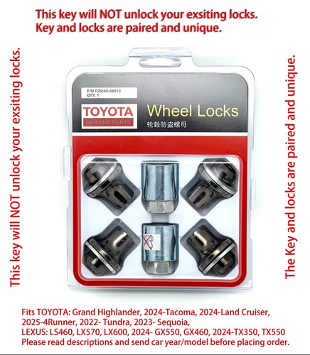 Toyota Wheel Lock. Gunmetal Tundra, Tacoma, Sequoia, (Read) Genuine, 2 ...