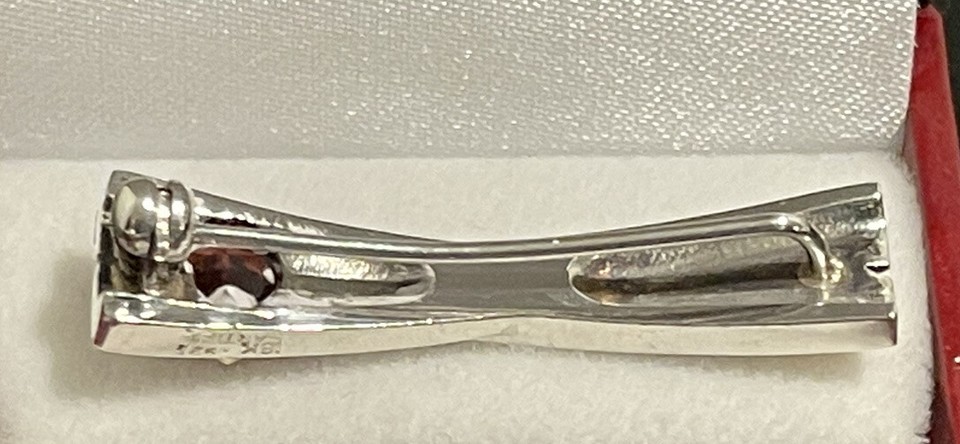 Cartier Pin Brooch 18K YG 750 Yellow Gold Sterling Silver Solitary Ruby ...