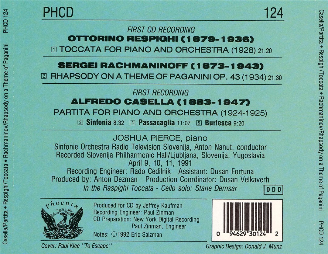 JOSHUA PIERCE CASELLA: PARTITA; RESPIGHI: TOCCATA; RACHMANINOFF ...