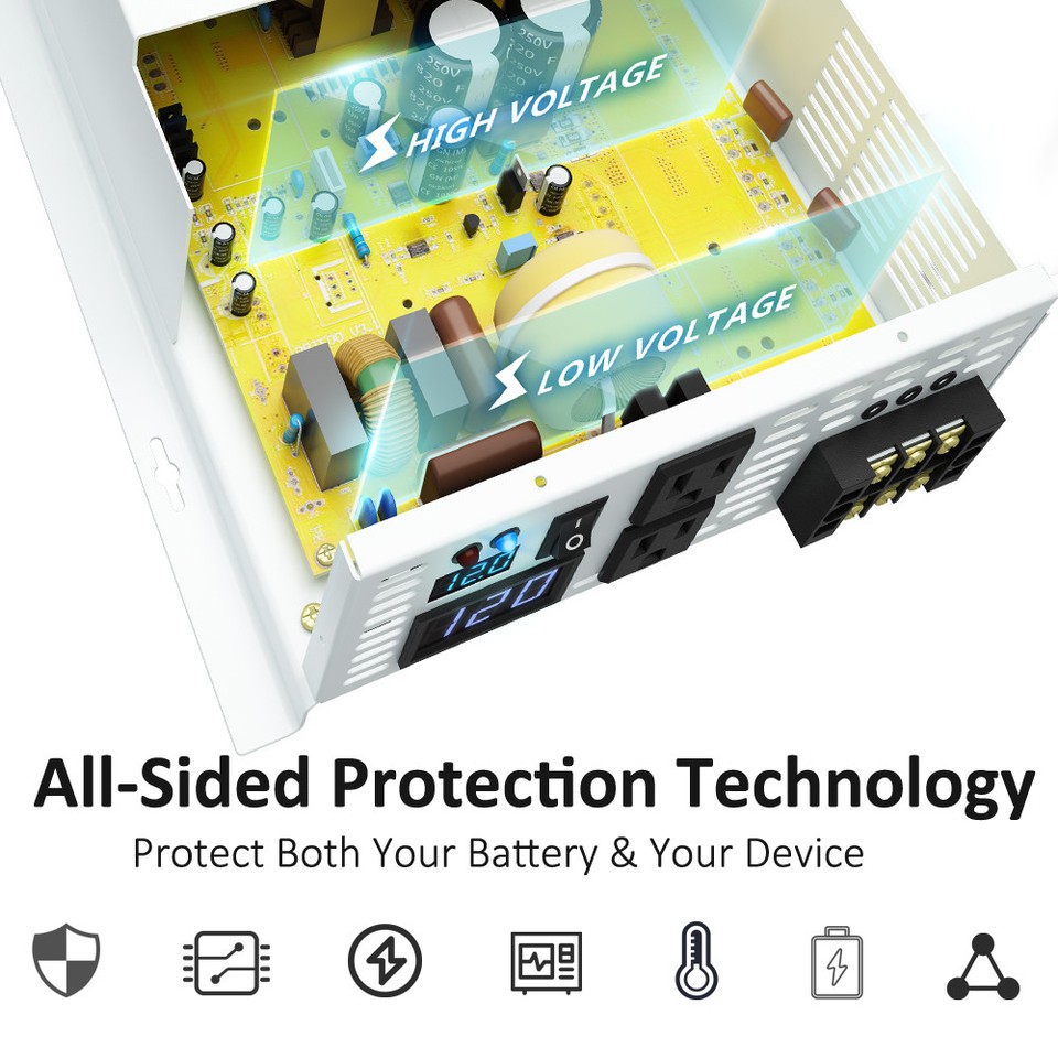 4000 Watt Pure Sine Wave Inverter 12V to 120V Solar Home System Power ...