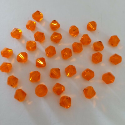 48pcs 6mm Orange Bicone Glass Crystal Beads AUS Free Postage | eBay