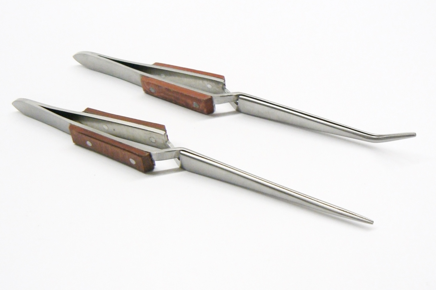 2 Fiber Grip Tweezers 6-1/2" Bent & Straight Tip Cross Lock Tweezer ...