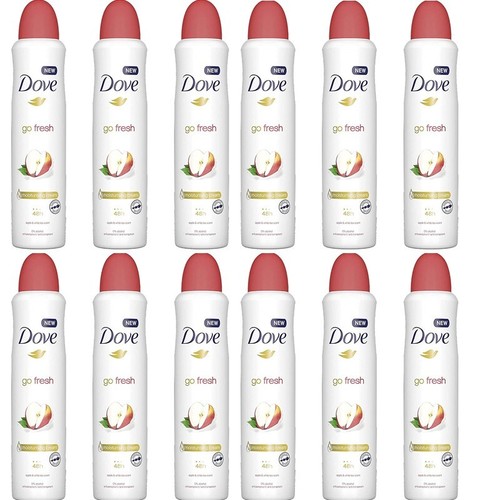 12 x Dove Go Fresh Apple & White Tea Antiperspirant Deodorant Spray ...