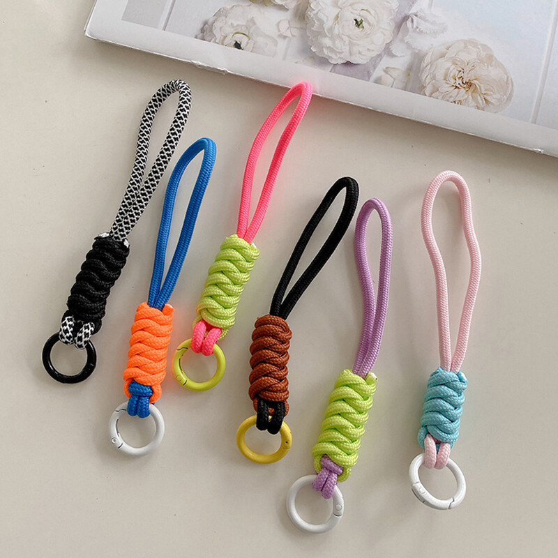 Creative Braided Lanyard Keychain For Phone Case Women Anti Lost Knot ...