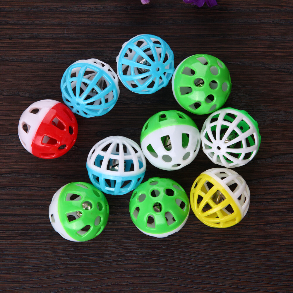 10pcs Cat Bell Ball Toys Plastic Color Random Cat Training Bell for Pet ...