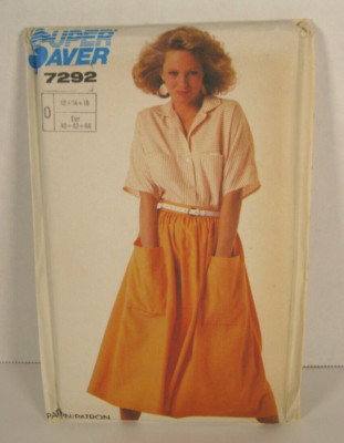 Simplicity Super Saver 7292 Easy Shirt & Skirt Misses' 12-16 Pattern ...