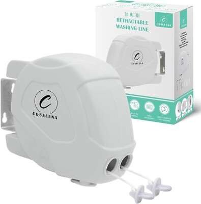 Retractable Clothes Reel Double Washing Line Wall Mounted Outdoor ...