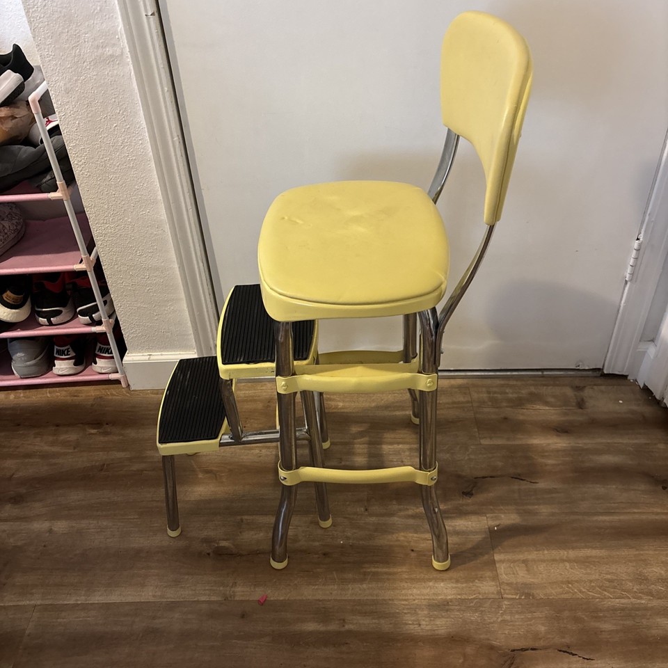 Vintage Cosco Vinyl Metal Two Step Kitchen Stool Chair Pullout MCM ...