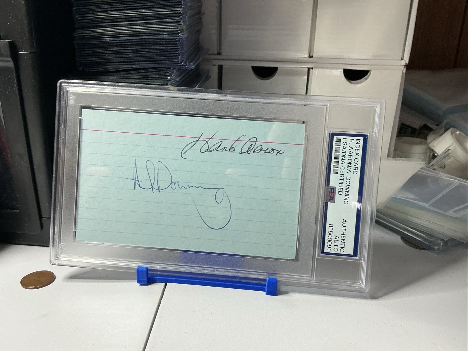 Hank Aaron, Al Downing Autographed Index Card PSA/DNA Certified | eBay