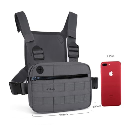 Outdoor Chest Bag For Men, EDC Chest Pack With Built-In Phone Holder ...
