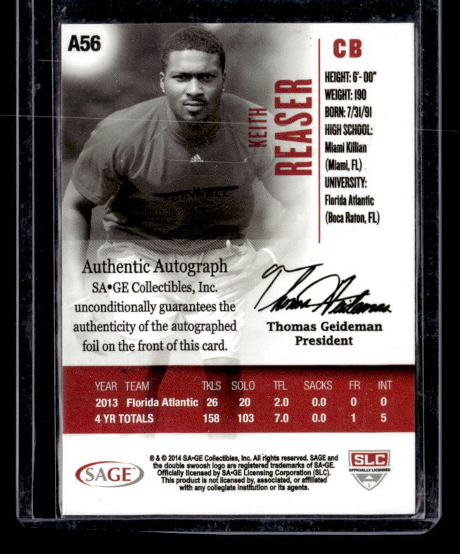 2014 SAGE HIT #A56 Keith Reaser Auto Near Mint | eBay