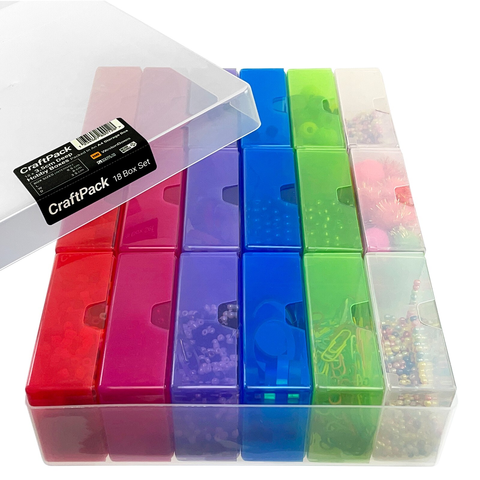 WestonBoxes Craftpack, Multi-Pack of Small Plastic Craft Storage Boxes ...