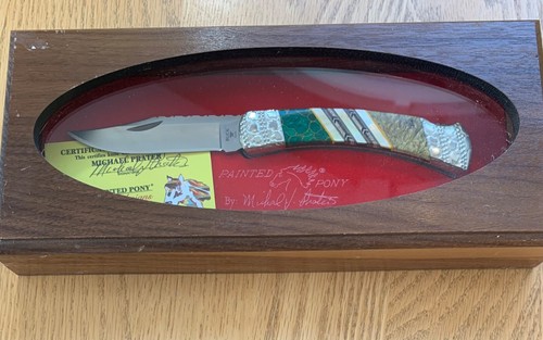 RARE BUCK 110 PAINTED PONY MICHAEL PRATER PROTOTYPE KNIFE NEVER USED w ...