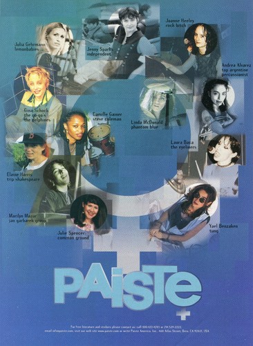 1999 Print Ad of Paiste Drum Cymbals Venus Symbol w Gina Schock, Yael ...