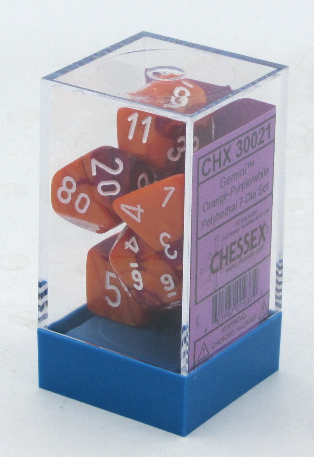 Chessex Lab Dice CHX 30021 Gemini Orange-Purple/White (Polyhedral 7-Die ...