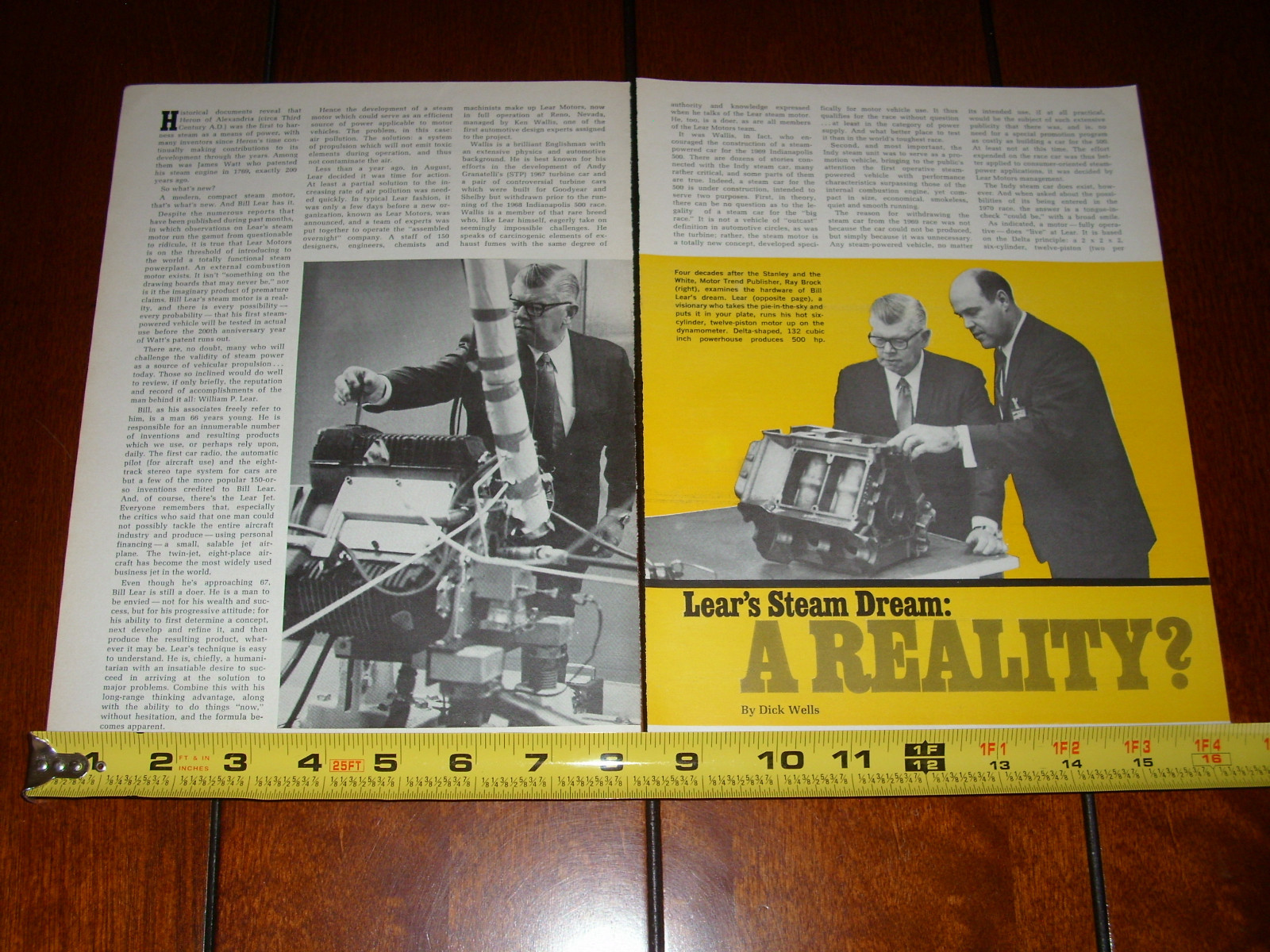 BILL LEAR STEAM ENGINE STEAM CAR ORIGINAL 1969 ARTICLE | eBay