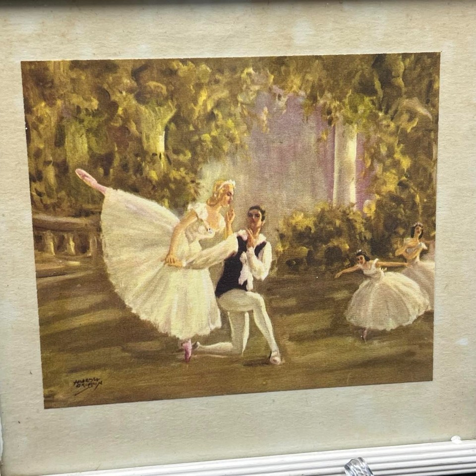 2 x 1950s Framed Ballet Lithograph Art Classical Duet by Ambrose ...