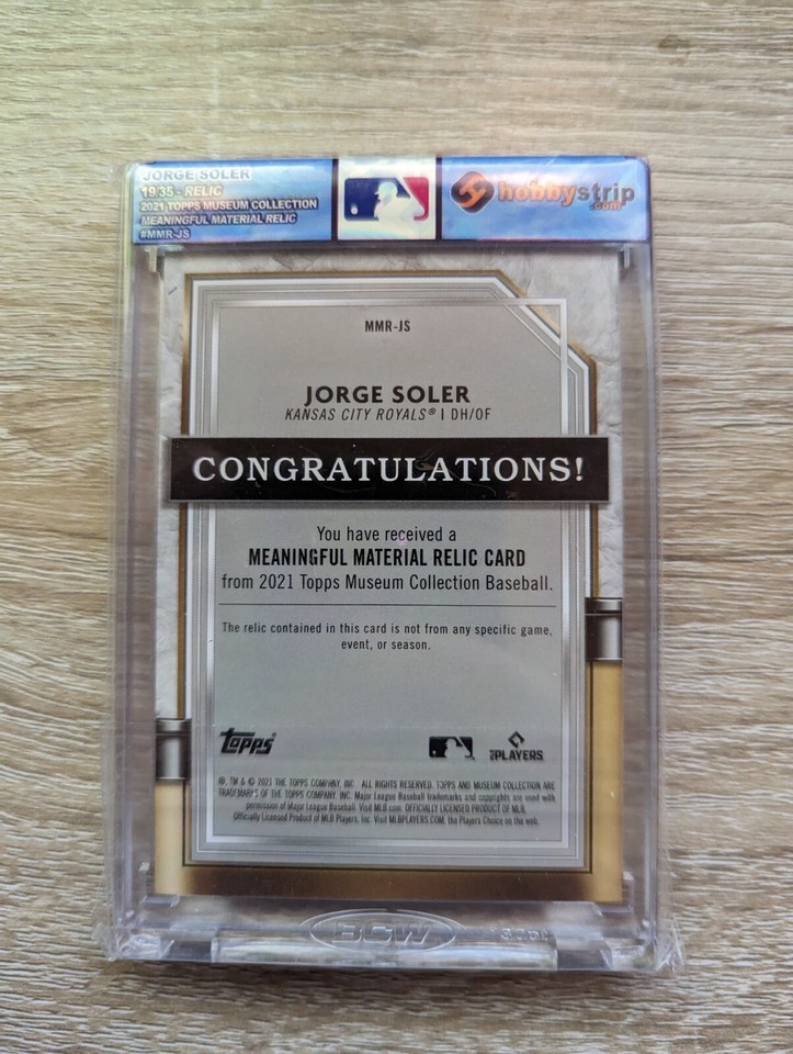 Jorge Soler 2021 Topps Museum Collection Meaningful Material 3 Color ...