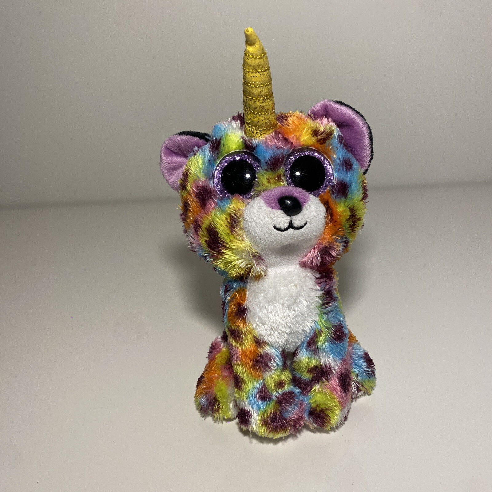 Ty Beanie Boos Leopard Giselle Rainbow Unicorn Horn TySilk 15cm | eBay