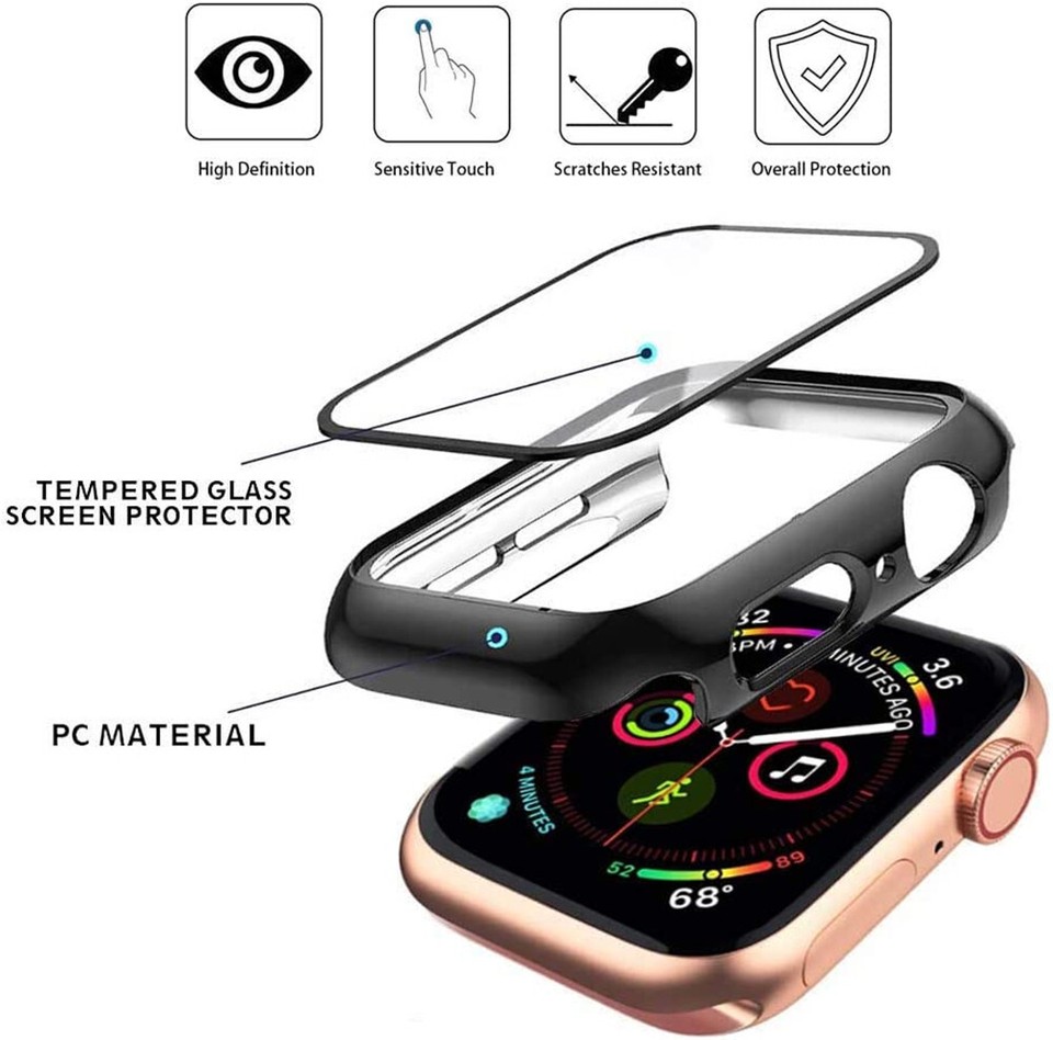 For Apple Watch Serie9/8/7 iWatch 9H HD Case Cover Full Screen ...