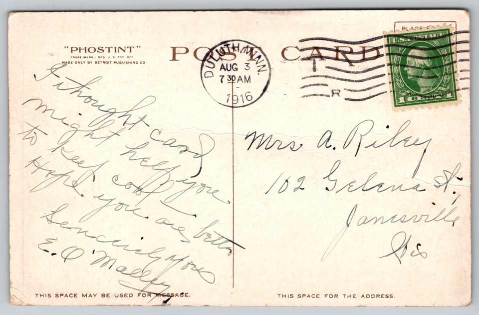 U.S. Ship Canal Entrance, Duluth, Minnesota Postmark From Duluth 1916 ...