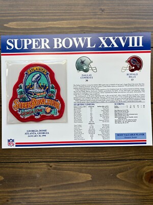 The Official NFL Super Bowl Patch Collection Super Bowl 28 Cowboys vs ...
