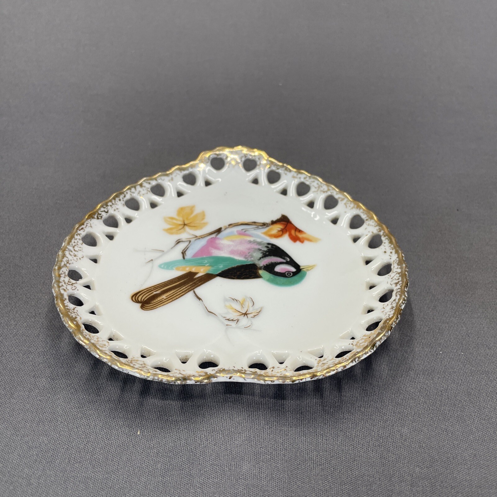 2 Relco Japan Decorative Plates 5" Bird Fruits Lattice Edge Heart ...