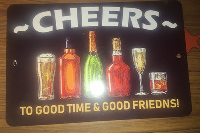 Cheers To Good Times & Friends 8x12 Metal Bar Den Garage Wall Sign | eBay