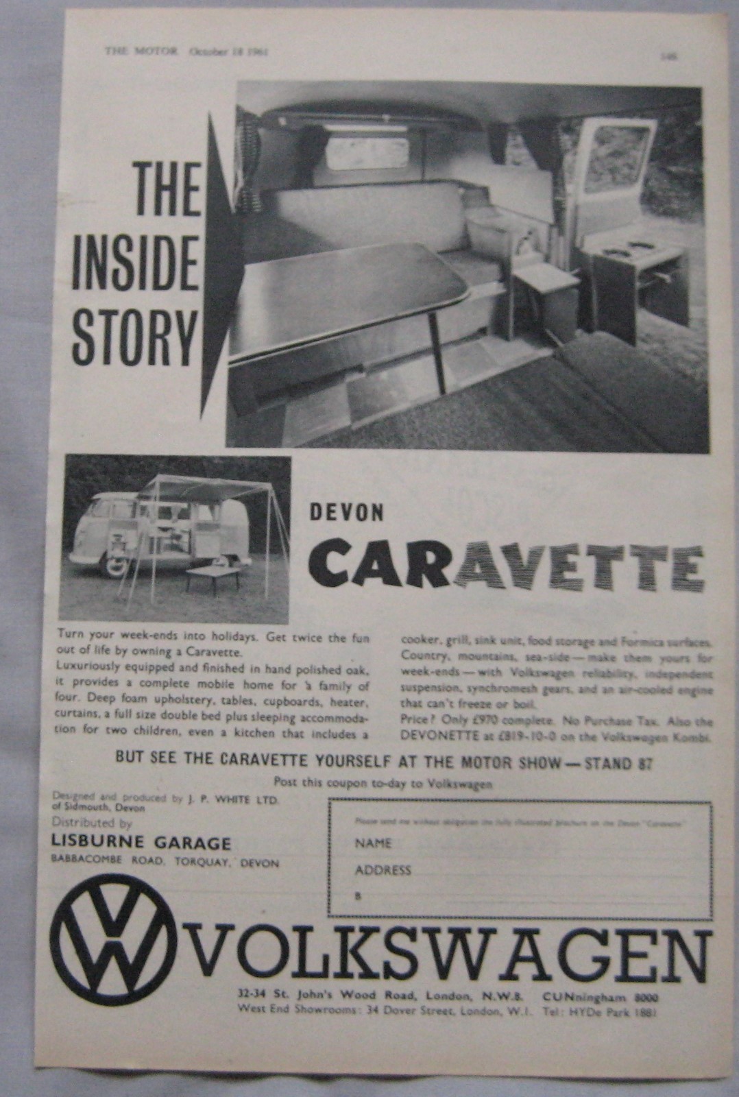 1961 Volkswagen Devon Camper Original advert No.1 | eBay