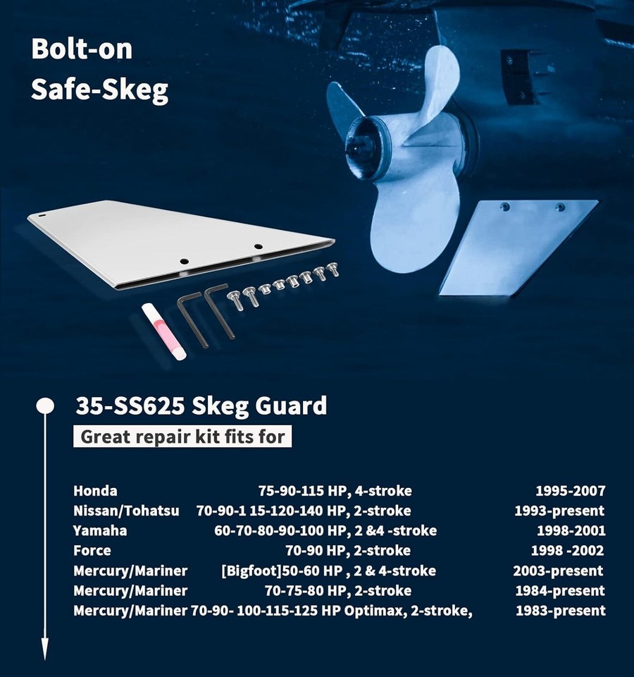 Skeg Guard Kit Protector for Mercury/Mariner, Honda, Yamaha, Nissan ...