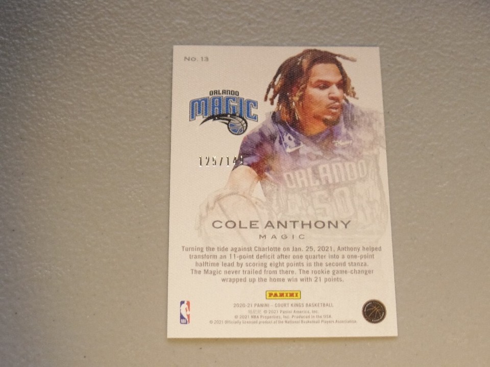 COLE ANTHONY 2020-2021 PANINI COURT KINGS WORKS IN PROGRESS /149 #13 ...