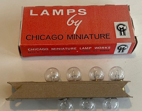 Box of (7) NOS Vintage 57 Light Bulbs Chicago NIB Miniature Brass-Base ...