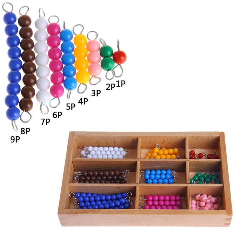 Montessori Mathematics Material 1-9 Beads Bar in Box Early Preschool ...