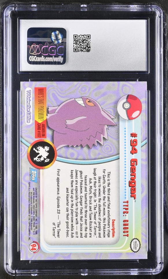 CGC 8.5 NM/MINT+ Gengar 94 SILVER FOIL Series 2 Pokemon Topps Card 003 ...