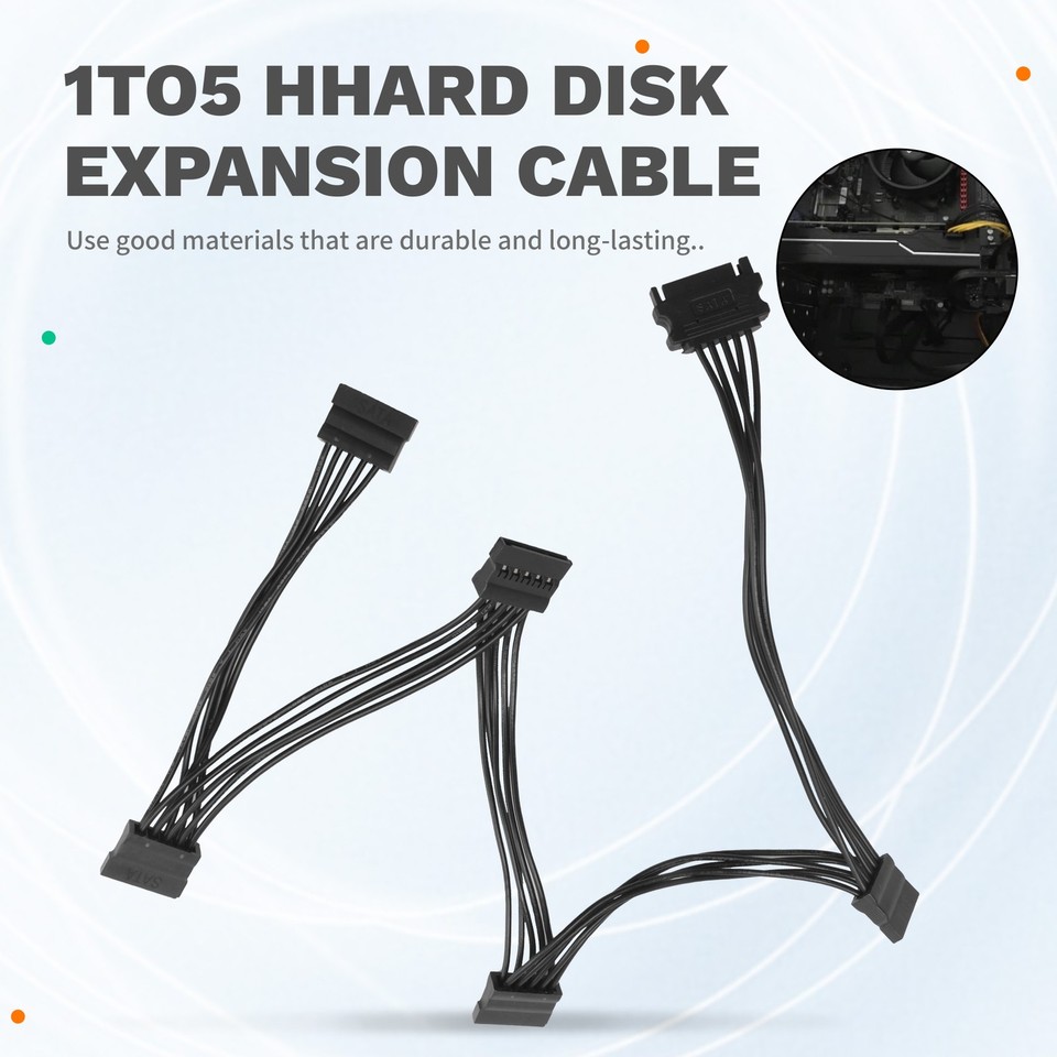 15 Pin Splitter 1 To5 Hard Drive HDD SSD Supply Cable Cord ...
