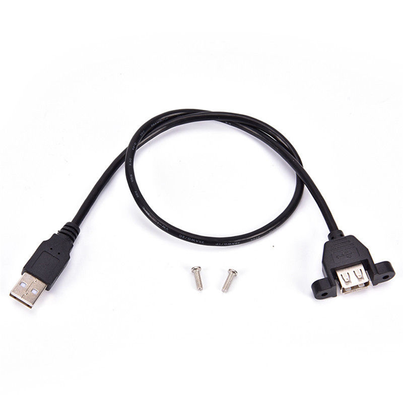 60cm USB 2.0 A Male to A Female Panel Mount Mounting Screw Lock ...