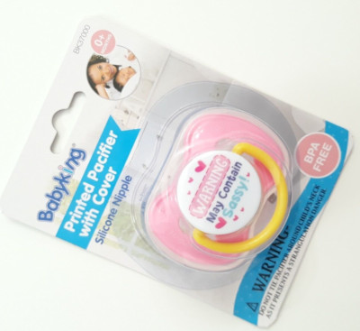 NEW BABY KING WARNING MAY CONTAIN SASSY! SILICONE PACIFIER 0+ MONTHS ...