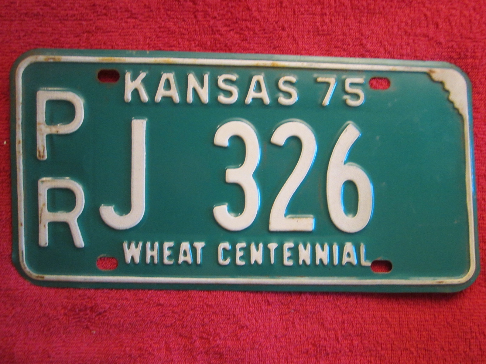 CAR TAG License Plate 1975 KANSAS PR J 326 Pratt County WHEAT ...