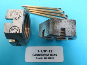 1-1/8”-12 Castle Nut Aircraft Slotted Axle Spindle Castellated Hex Nuts ...